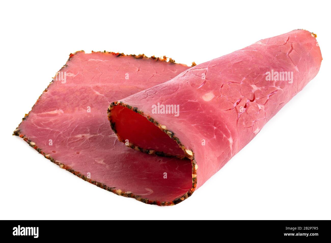 Sliced beef pastrami on Cut Out Stock Images & Pictures - Alamy