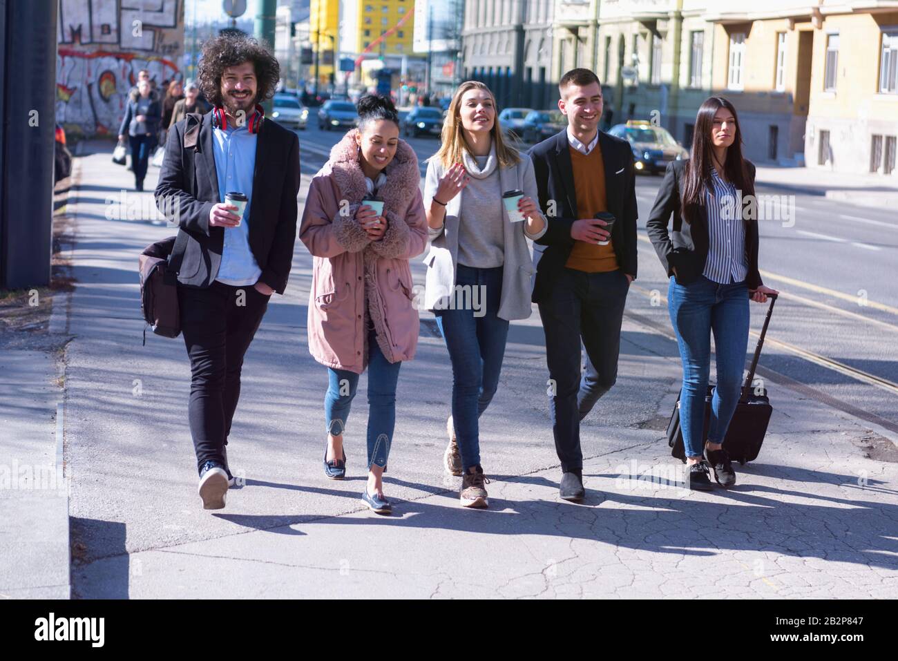 Portrait Of Business Team Outside Office. Meeting Concept. People ...