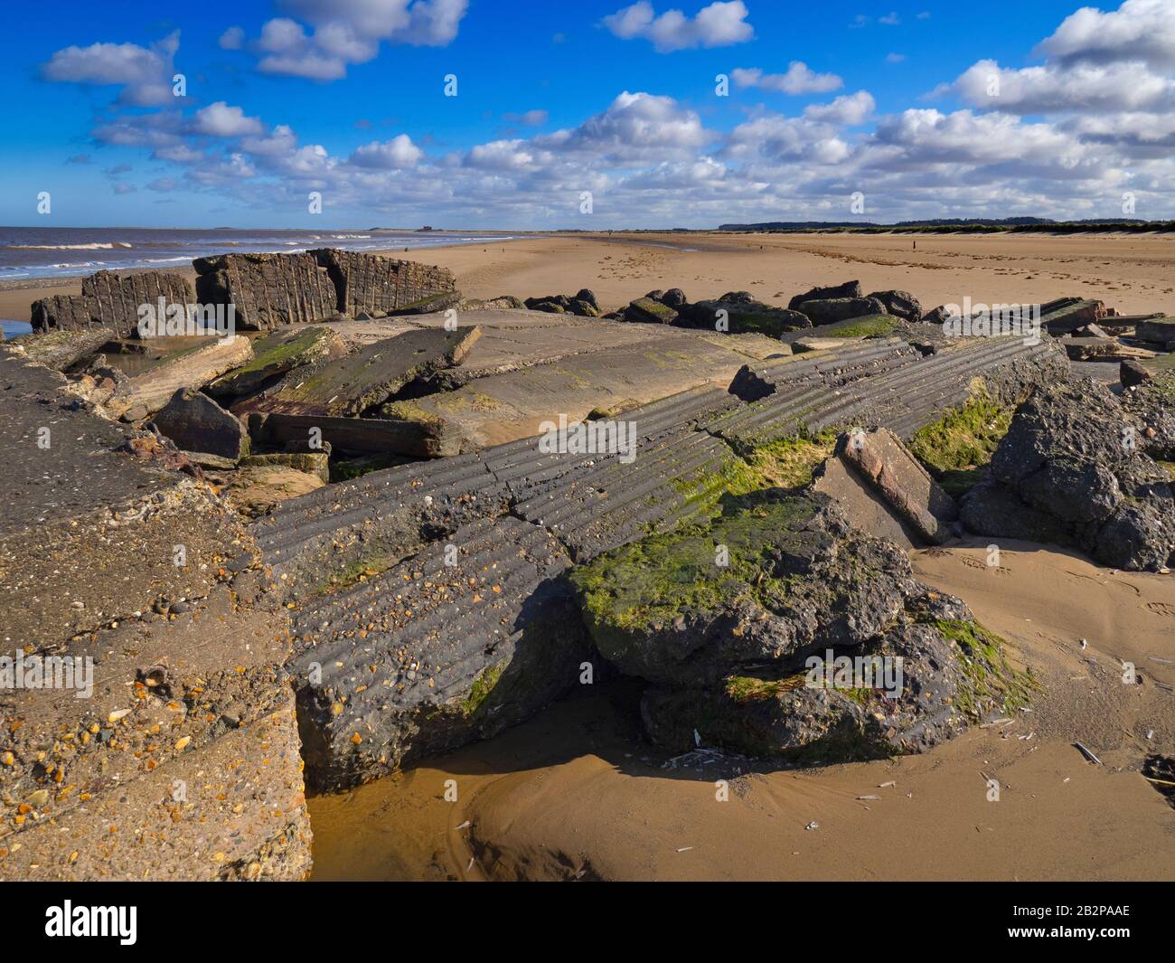 The RSPB Nature reserve and beach at Titchwell Marsh Norfolk Stock ...