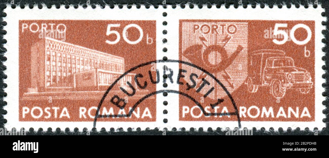 ROMANIA - CIRCA 1982: A stamp printed in Romania, depicted New main ...