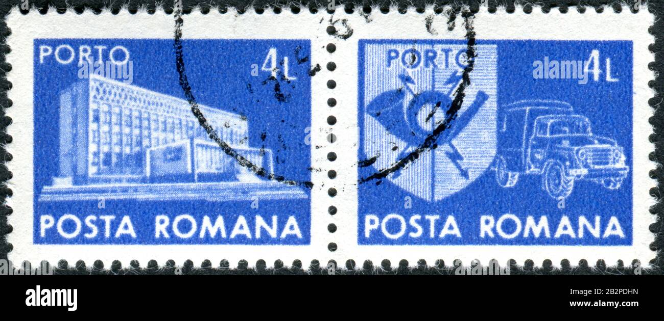 ROMANIA - CIRCA 1982: A stamp printed in Romania, depicted New main ...