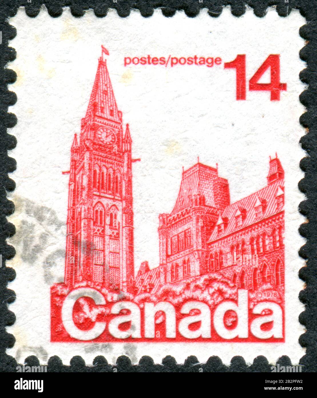 CANADA - CIRCA 1978: A stamp printed in Canada, depicts the building of ...