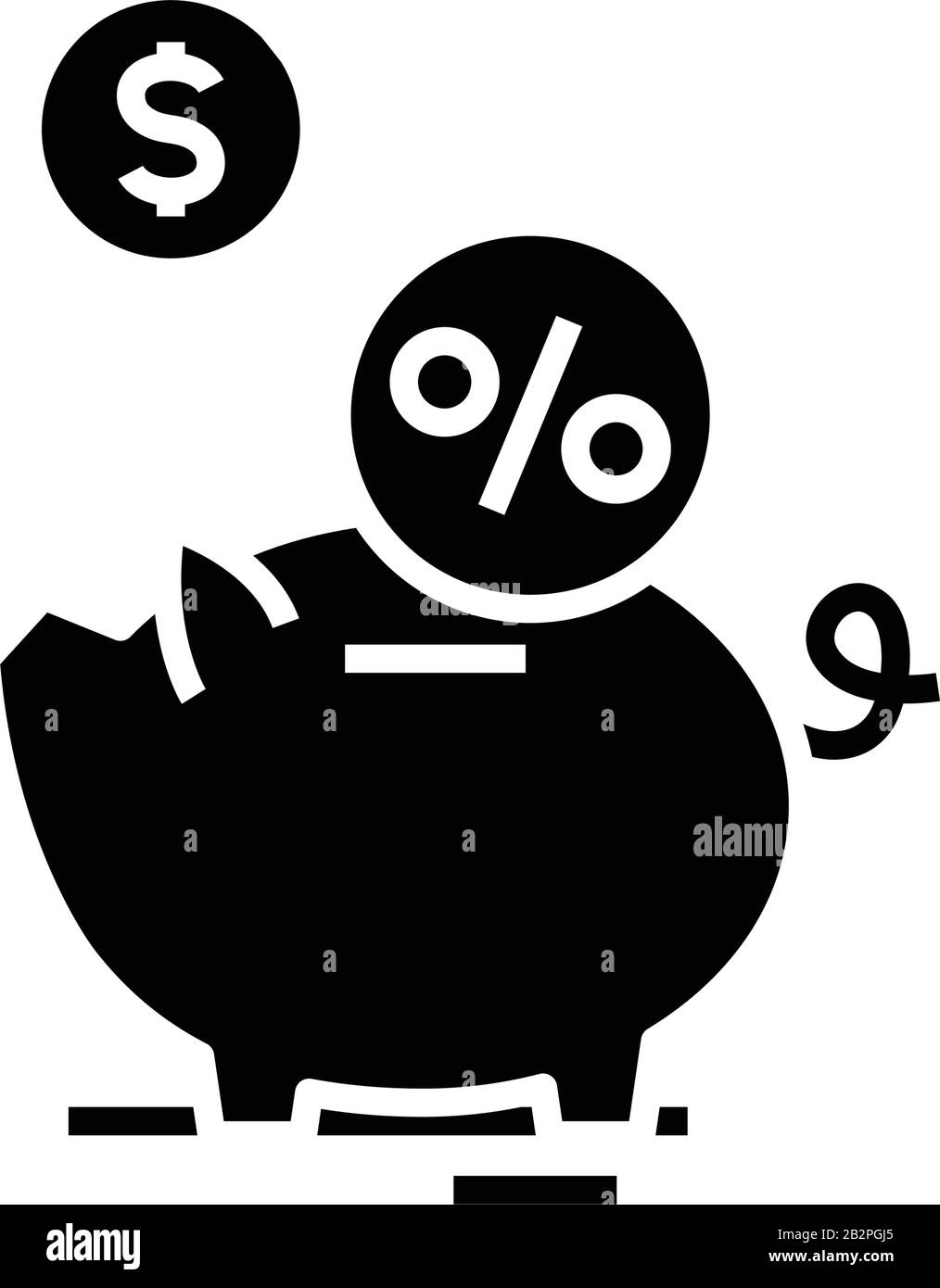 Percent savings black icon, concept illustration, vector flat symbol ...