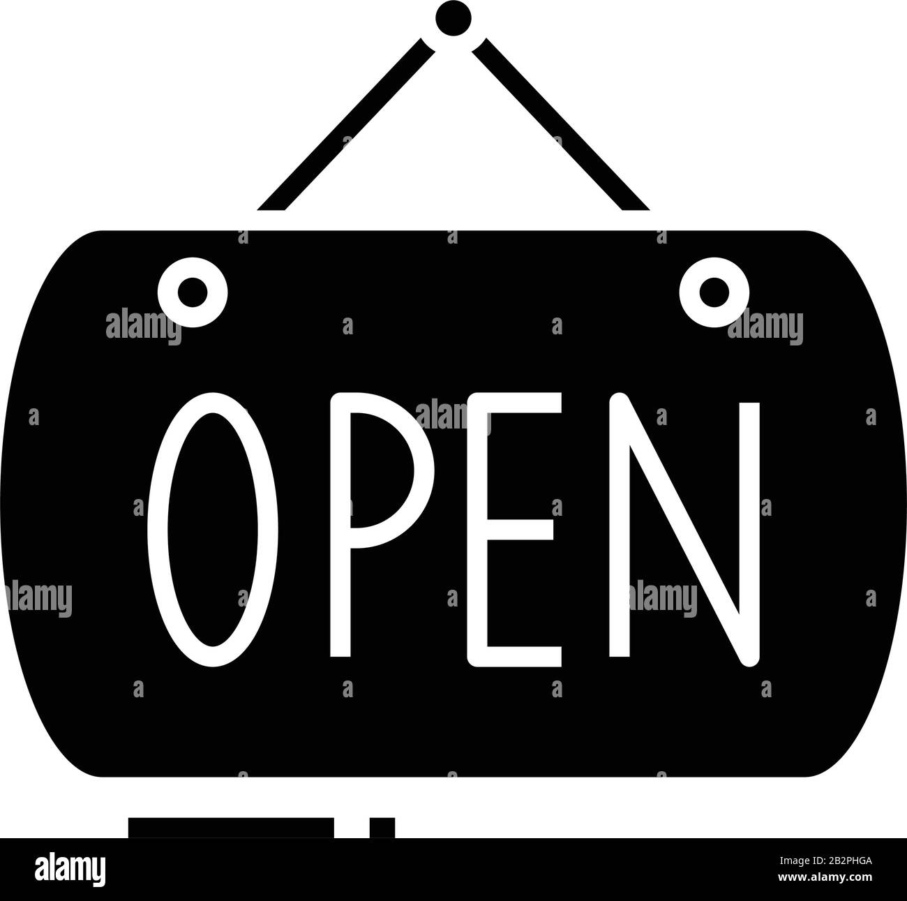 Open signboard black icon, concept illustration, vector flat symbol ...
