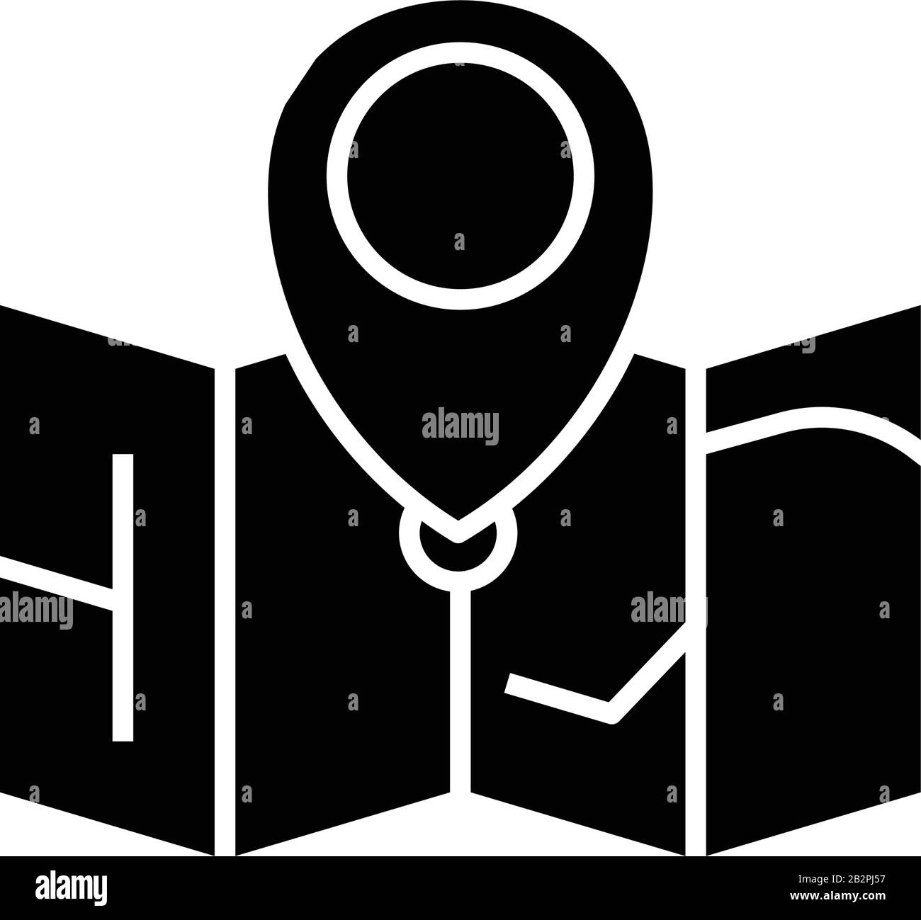 Map black icon, concept illustration, vector flat symbol, glyph sign ...