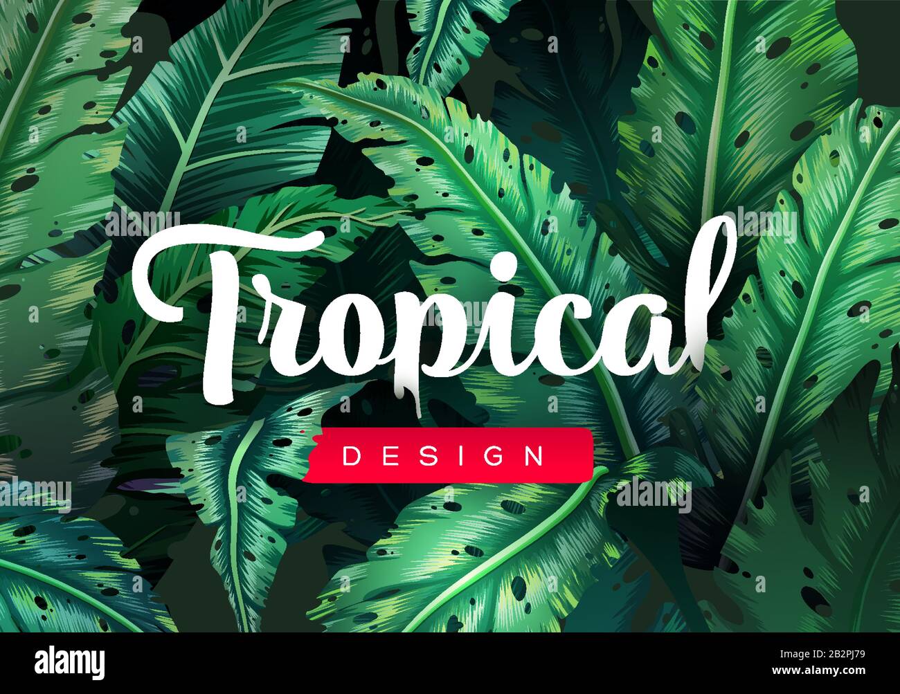 Bright tropical background with jungle plants. Exotic pattern with ...