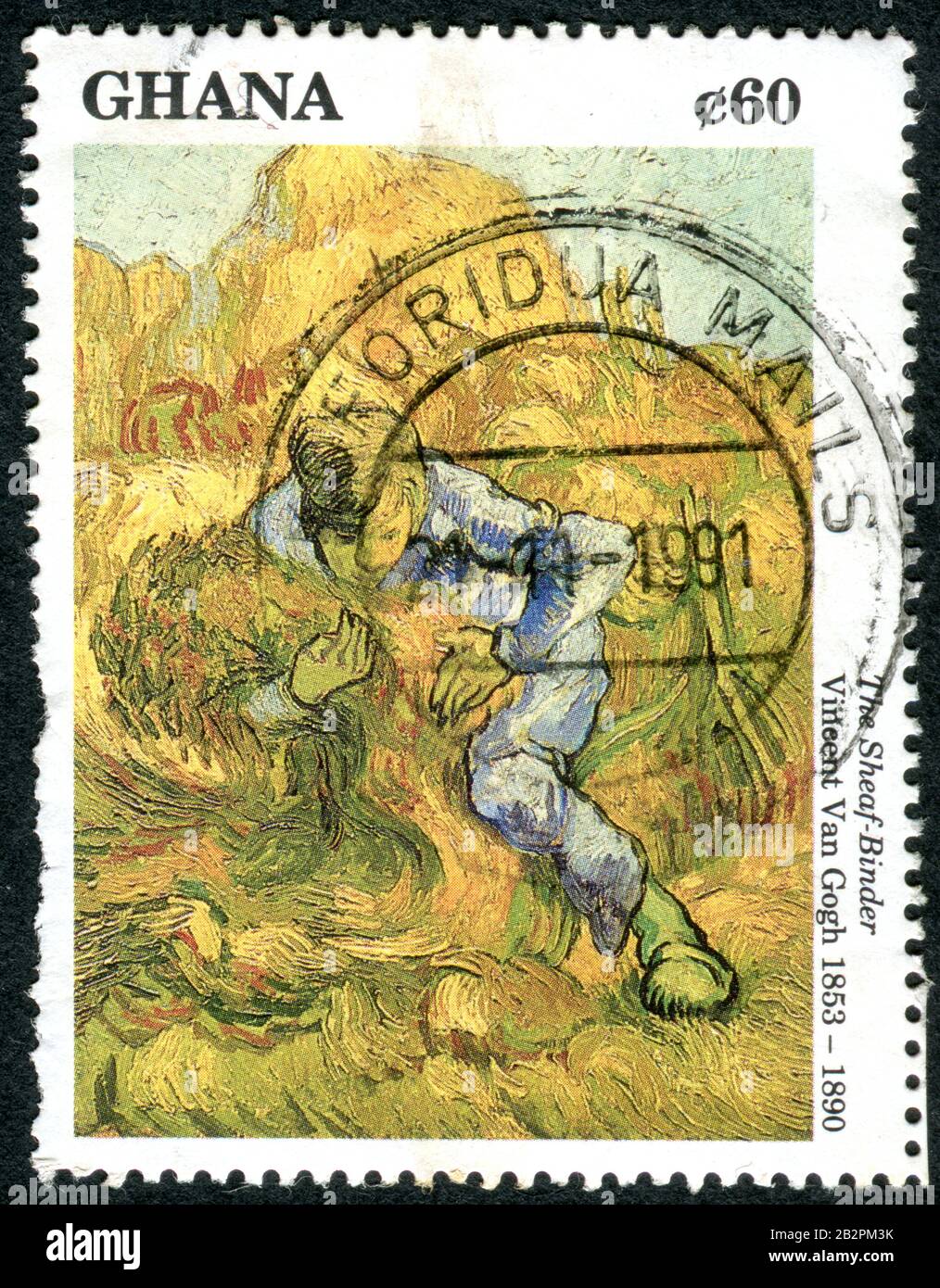 A stamp printed in Ghana, dedicated to the Centenary of the death of ...