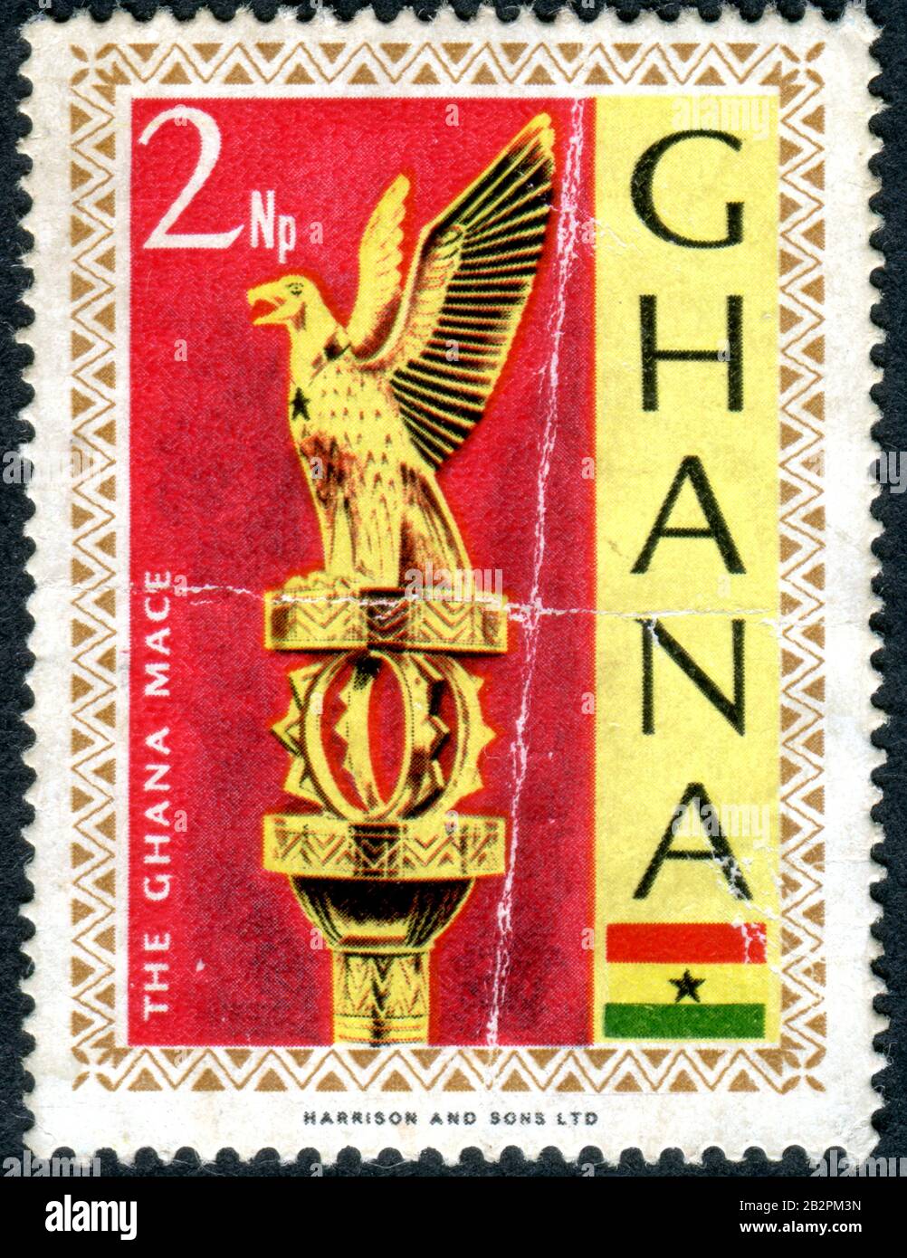 GHANA - CIRCA 1967: A stamp printed in Ghana, depicted the Ghana Mace ...