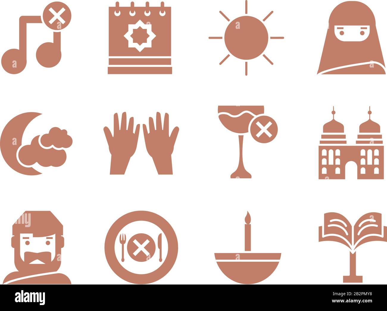 forbidden symbols and ramadan icons set over white background ...