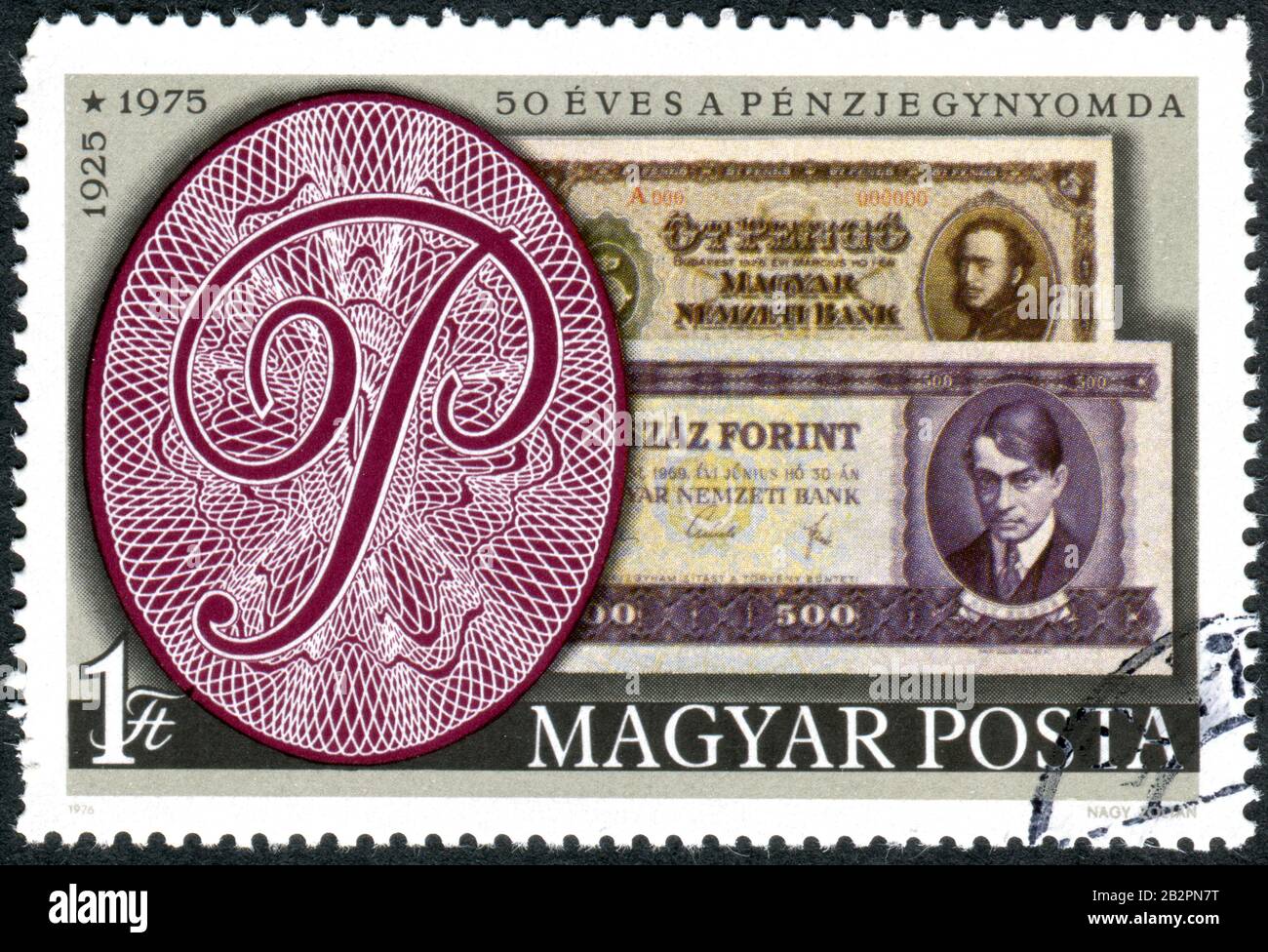 HUNGARY - CIRCA 1976: A stamp printed in Hungary, dedicated to the 50th ...