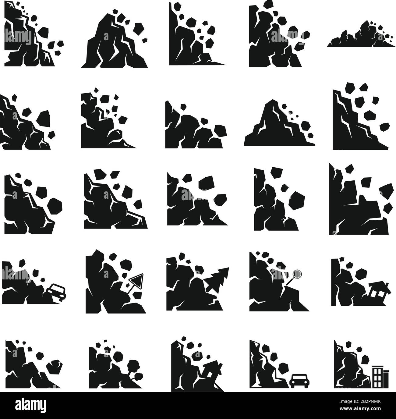 Landslide icons set. Simple set of landslide vector icons for web ...