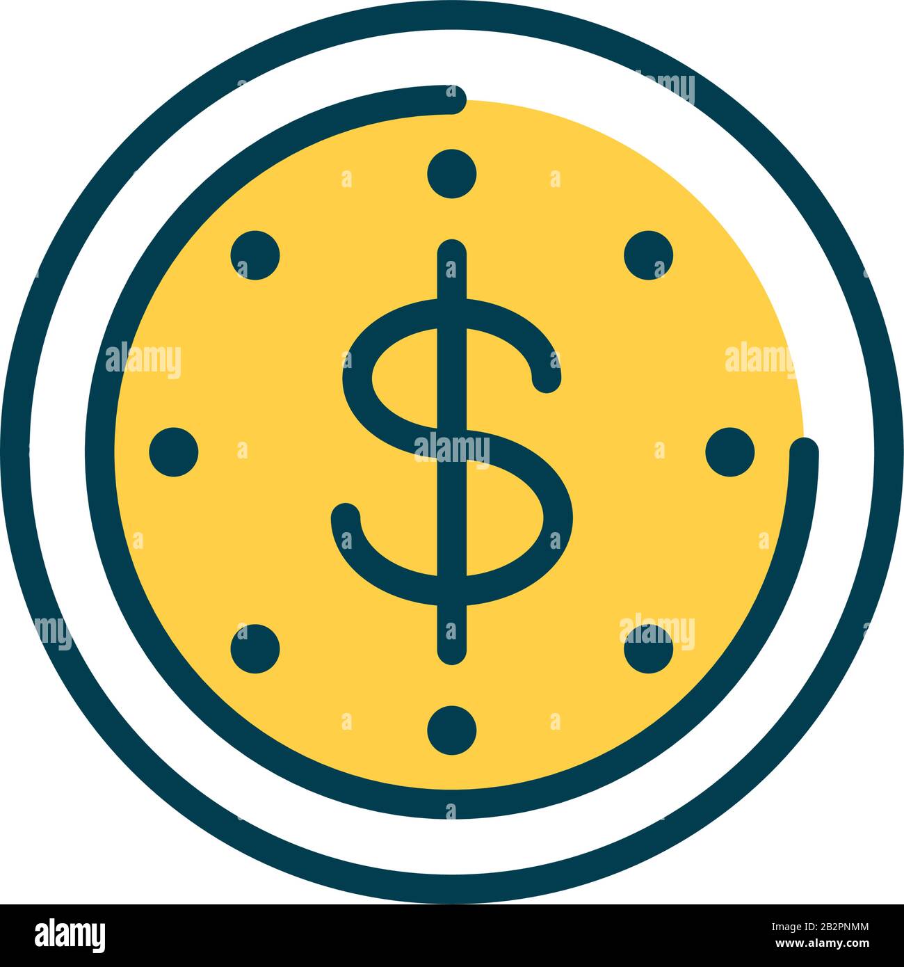 money coin icon over white background, half color style, vector ...