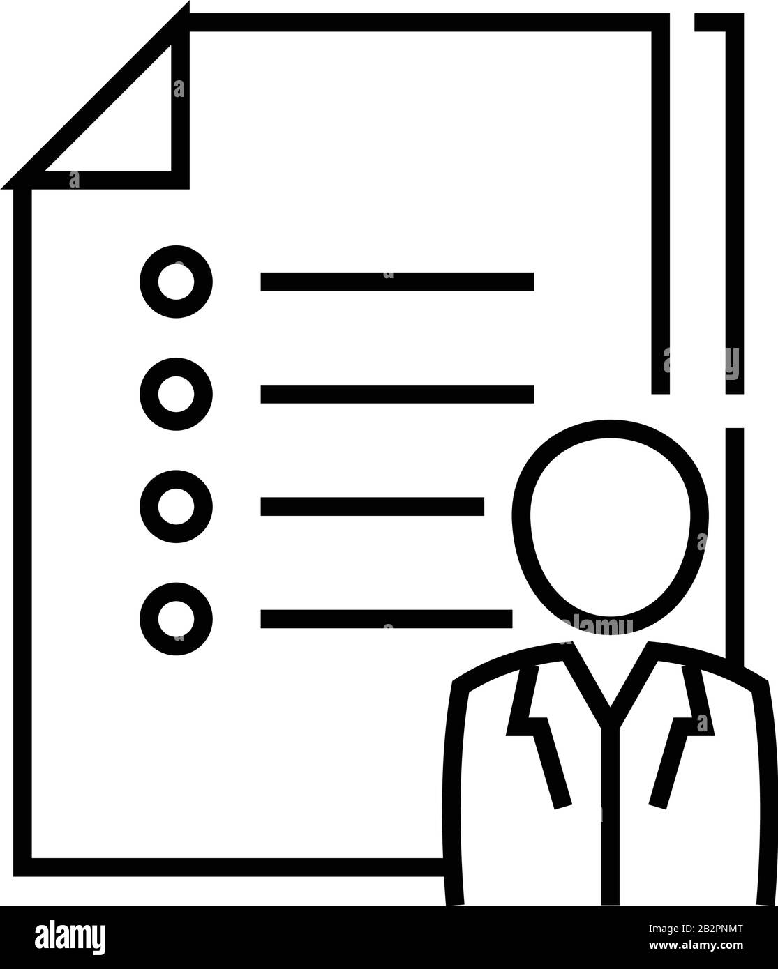 Teacher test line icon, concept sign, outline vector illustration ...