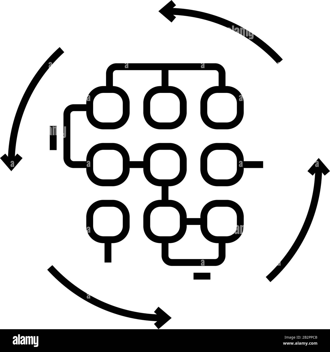 Team communication line icon, concept sign, outline vector illustration ...