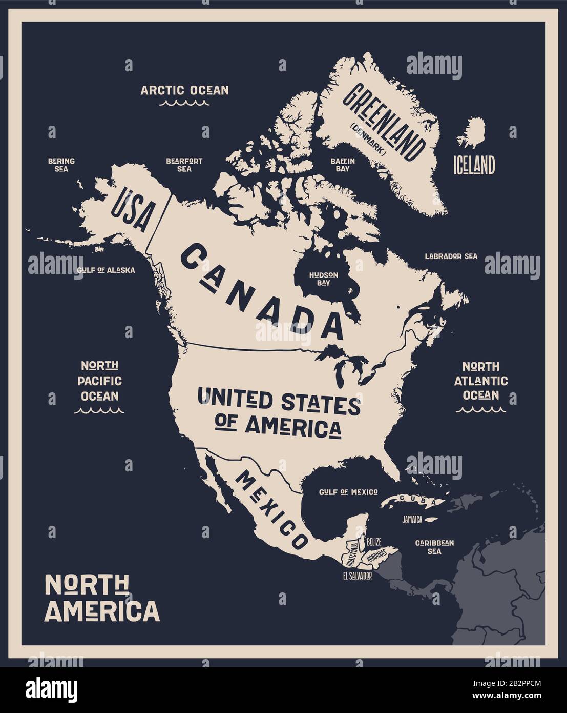 Map North America. Poster map of North America Stock Vector Image & Art ...