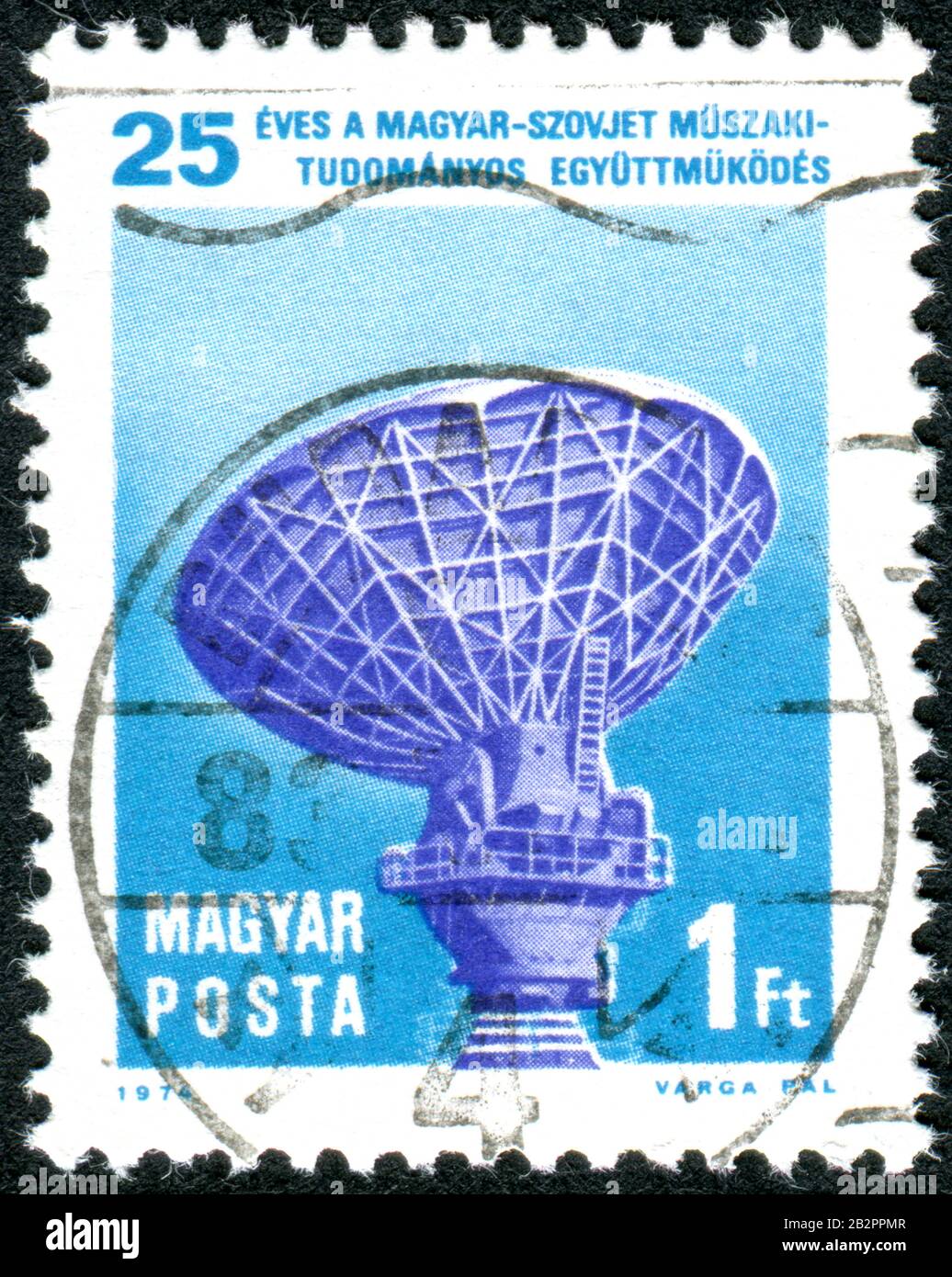 A stamp printed in Hungary, dedicated to the 25th Anniv. of USSR ...