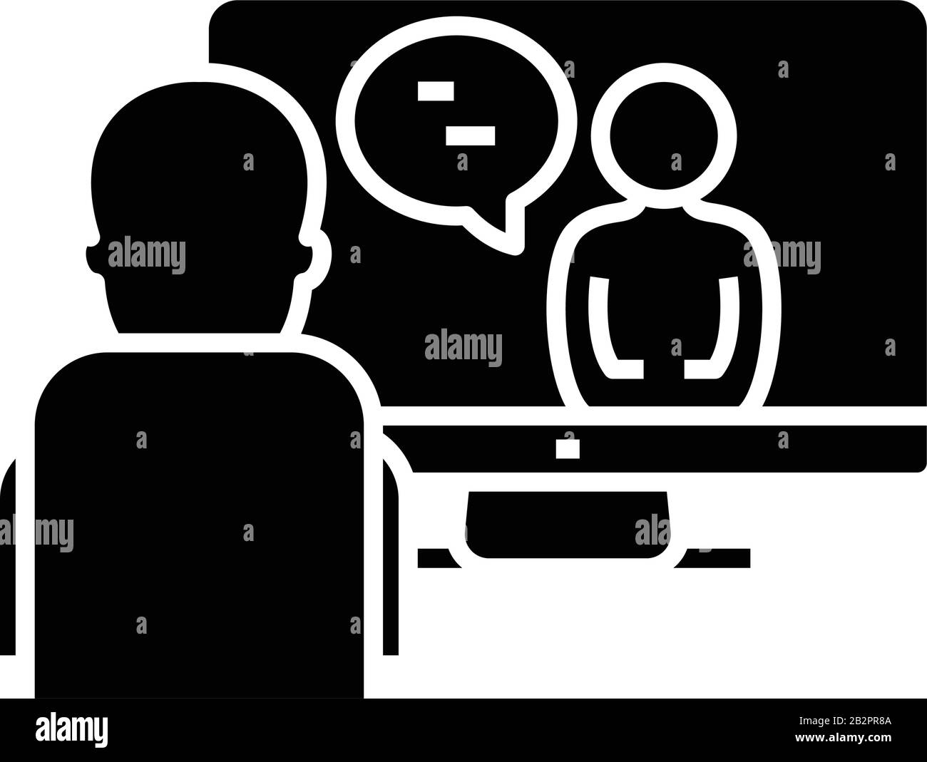Online discussion black icon, concept illustration, vector flat symbol ...