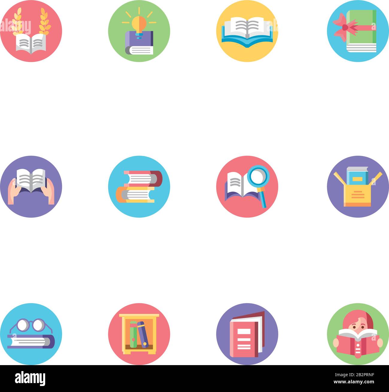 gift book and book icon set over white background, block style, vector ...