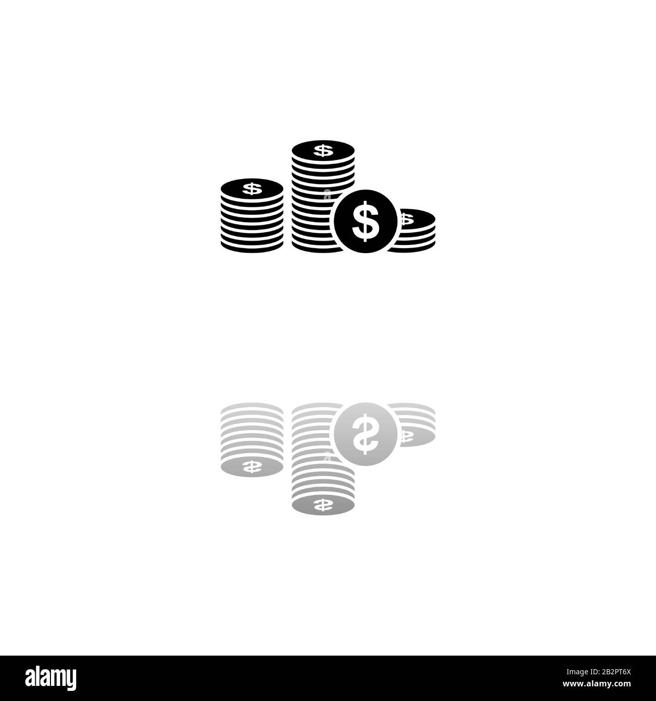 Dollars money coin. Black symbol on white background. Simple ...