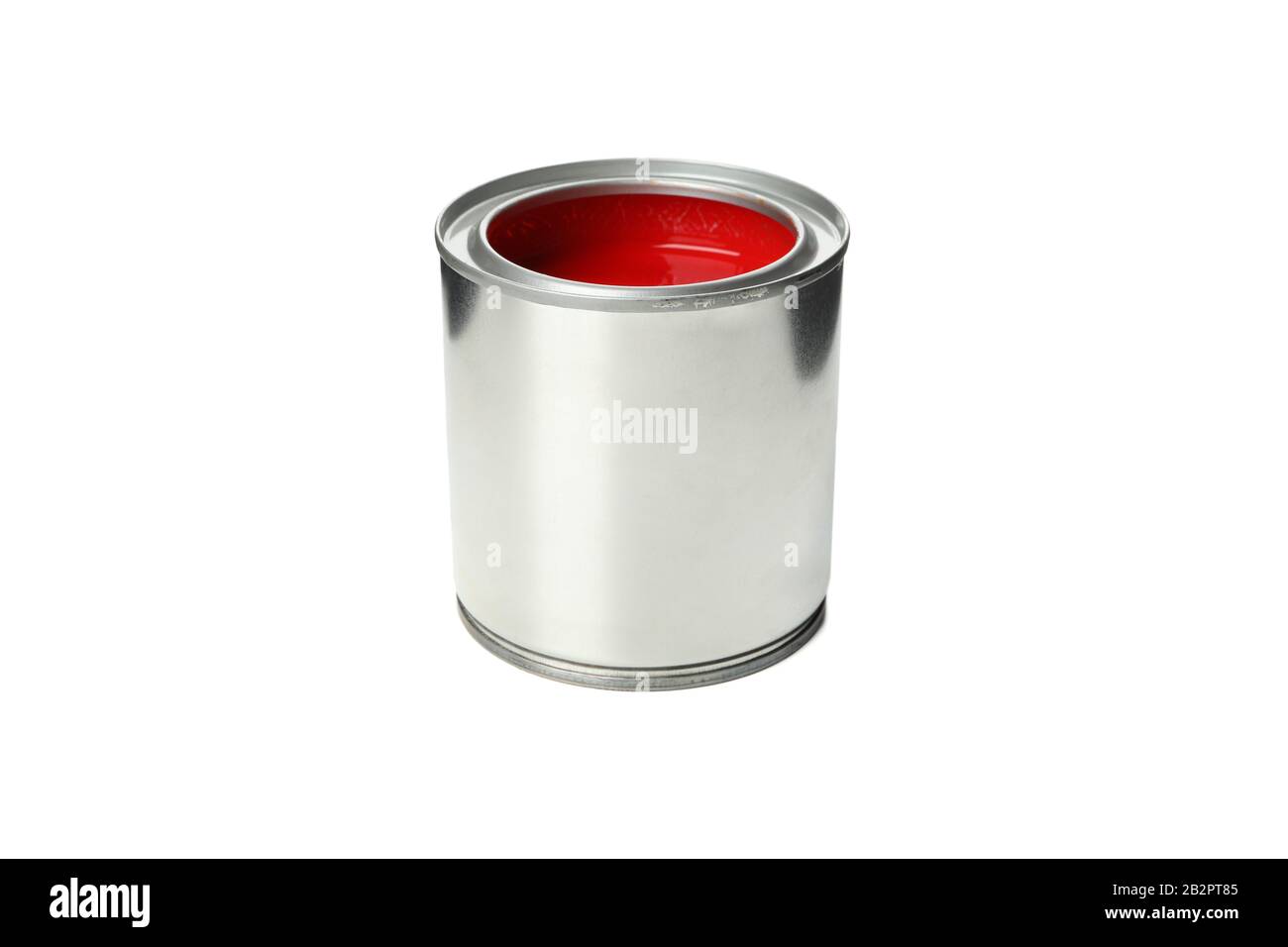 Can of red paint isolated on white background Stock Photo - Alamy