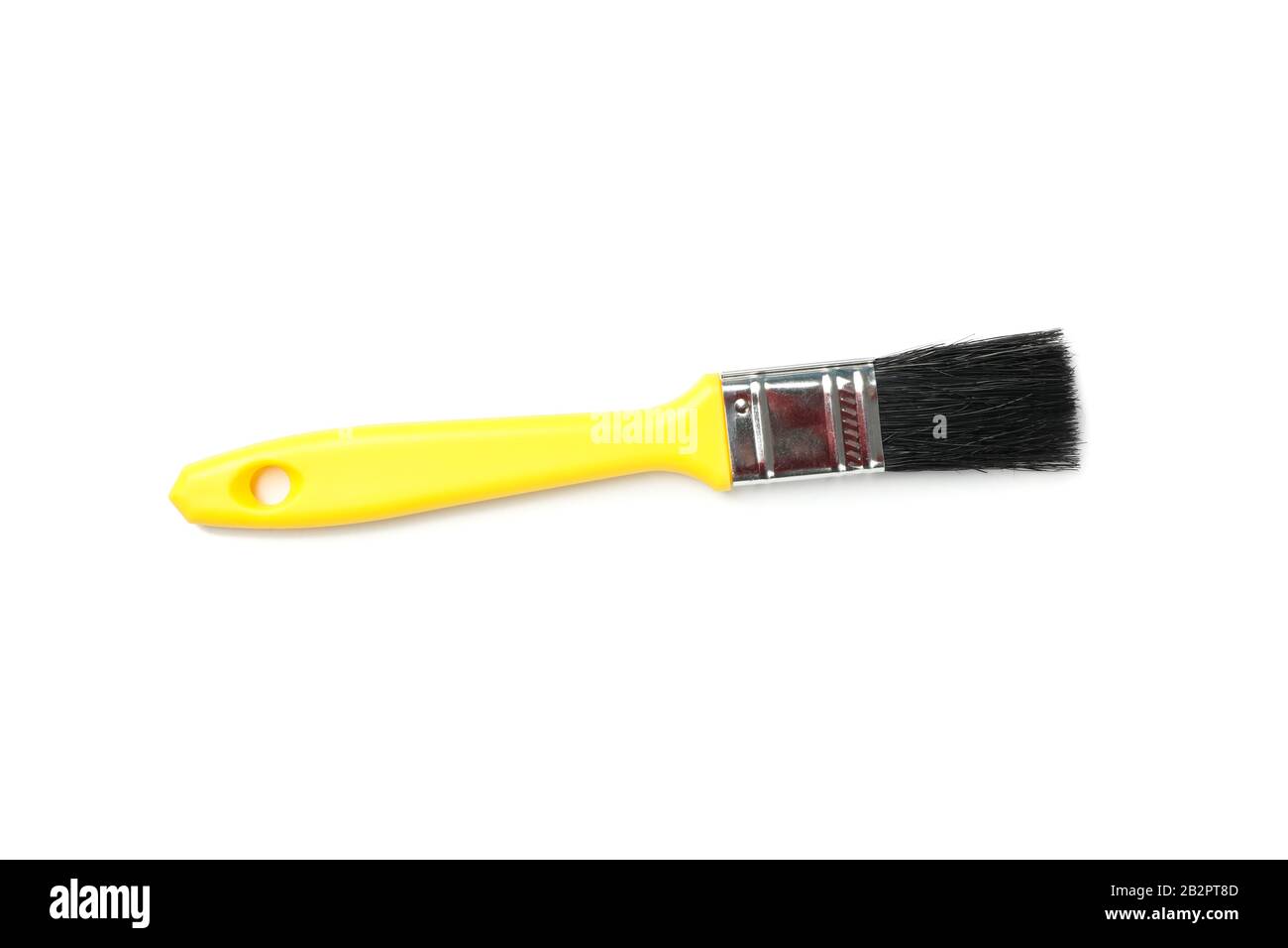 Yellow paint brush isolated on white background Stock Photo - Alamy