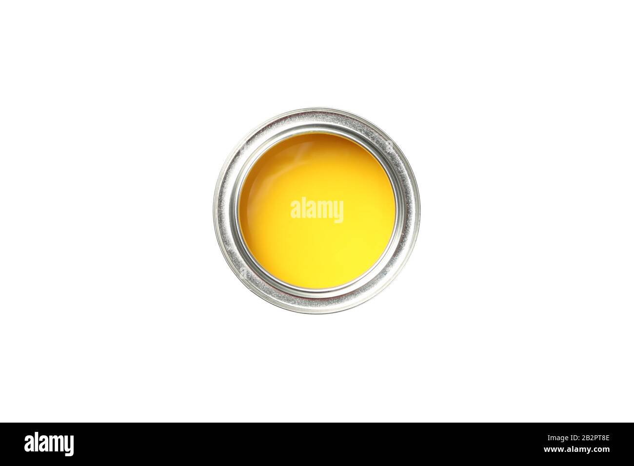 Can of yellow paint isolated on white background Stock Photo - Alamy