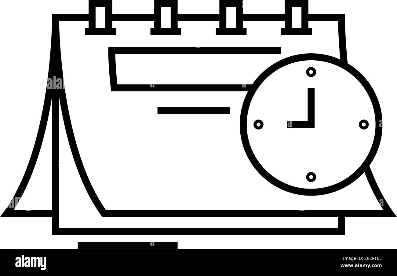 Time planning line icon, concept sign, outline vector illustration ...