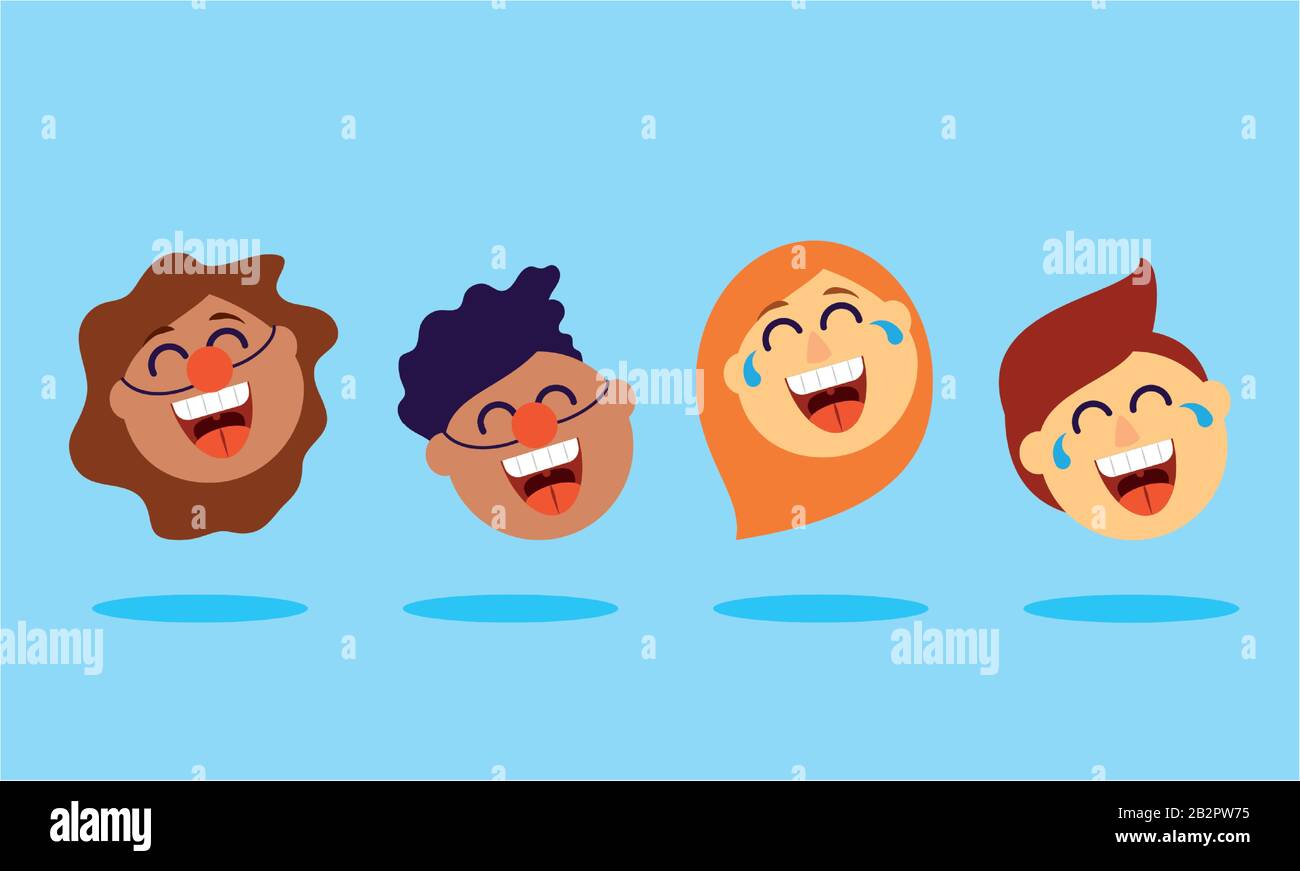 funny faces of children, fools day vector illustration design Stock ...