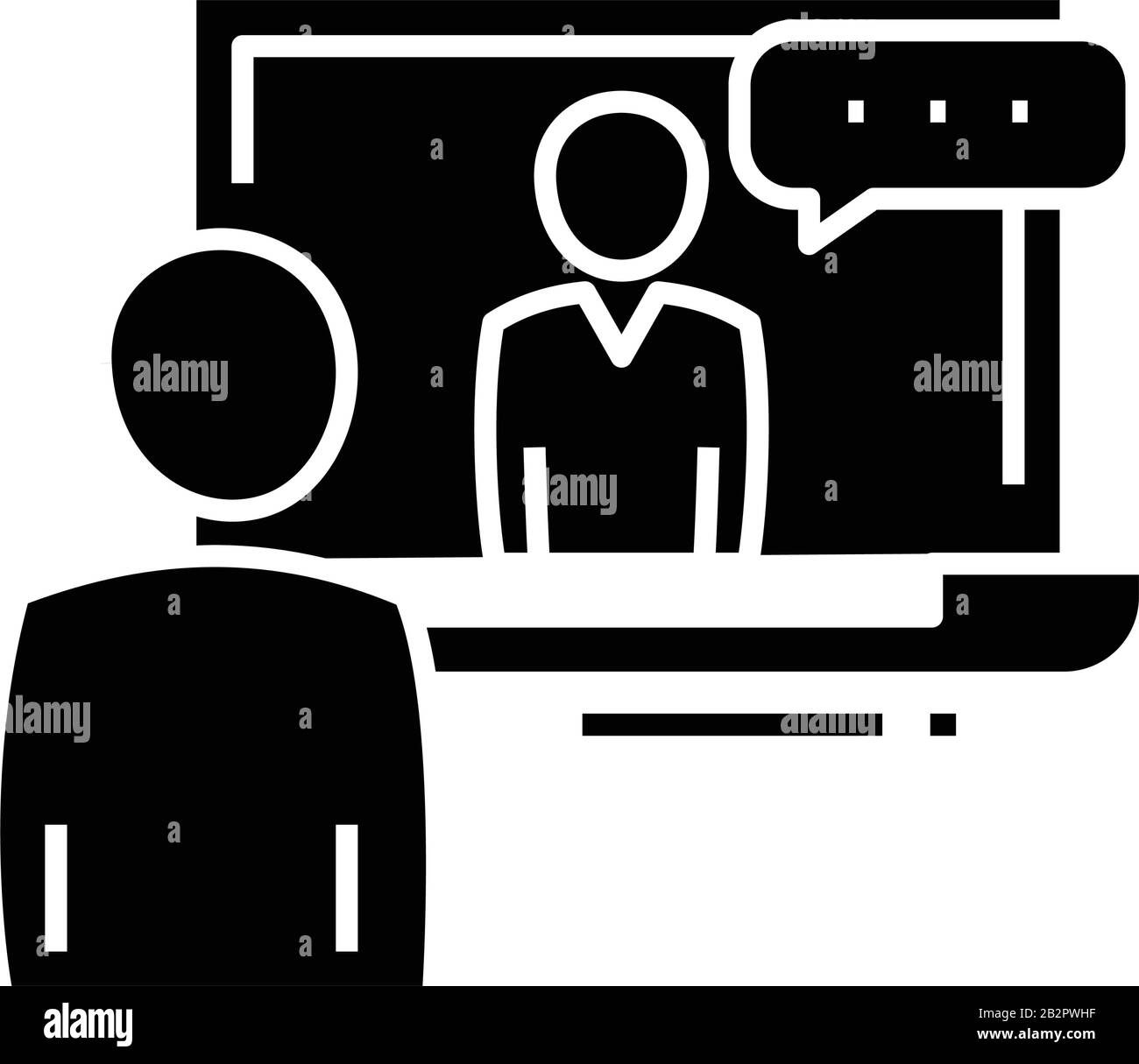 Online support black icon, concept illustration, vector flat symbol ...