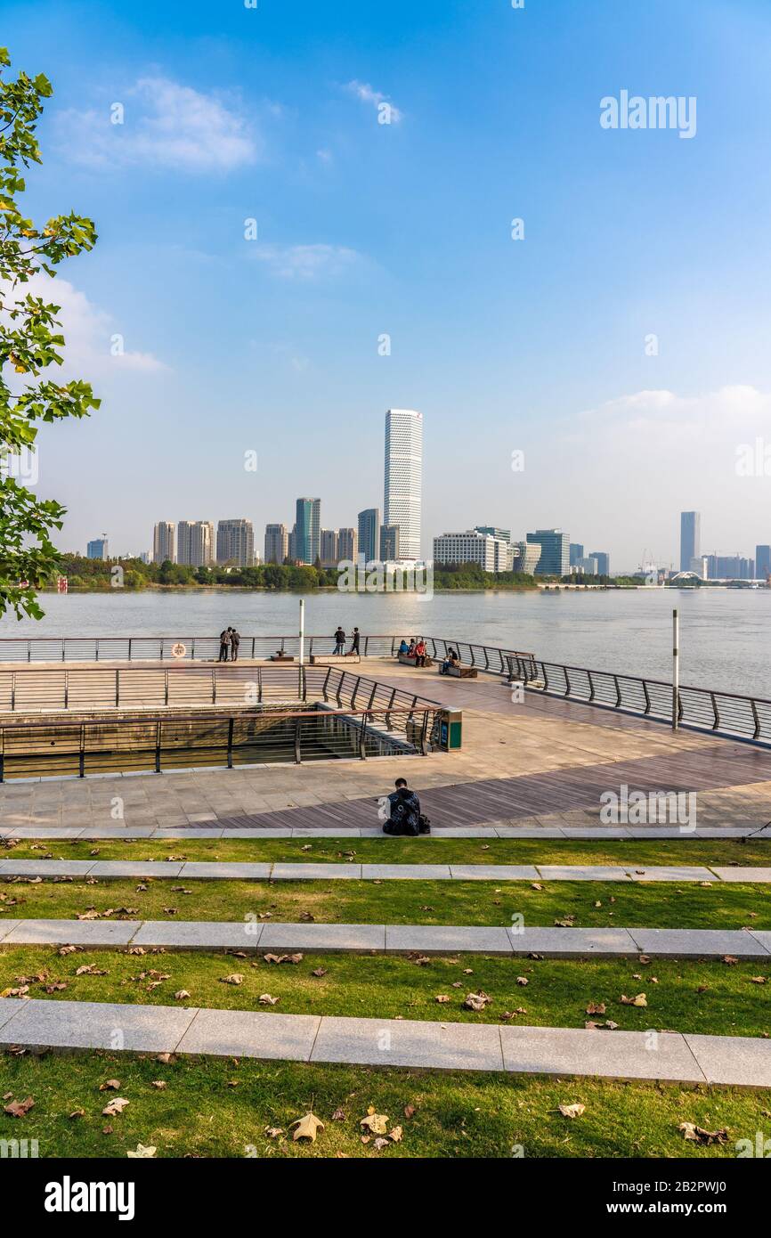 SHANGHAI, CHINA, NOVEMBER 02: Riverside park scenery along the West ...