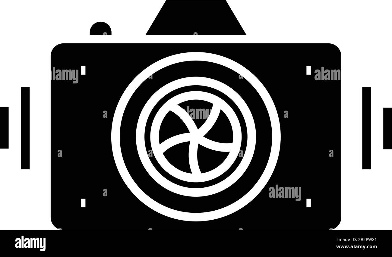 Photo camera black icon, concept illustration, vector flat symbol ...