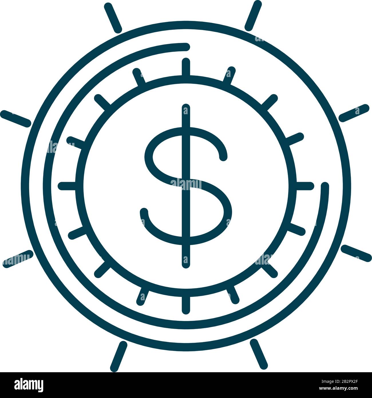 money coin icon over white background, line style, vector illustration ...