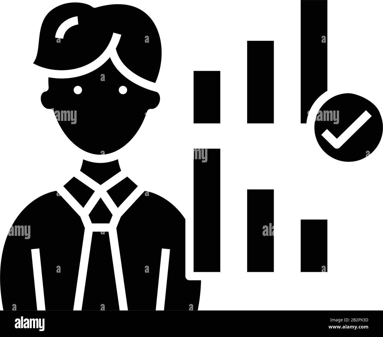 Performance report black icon, concept illustration, vector flat symbol ...