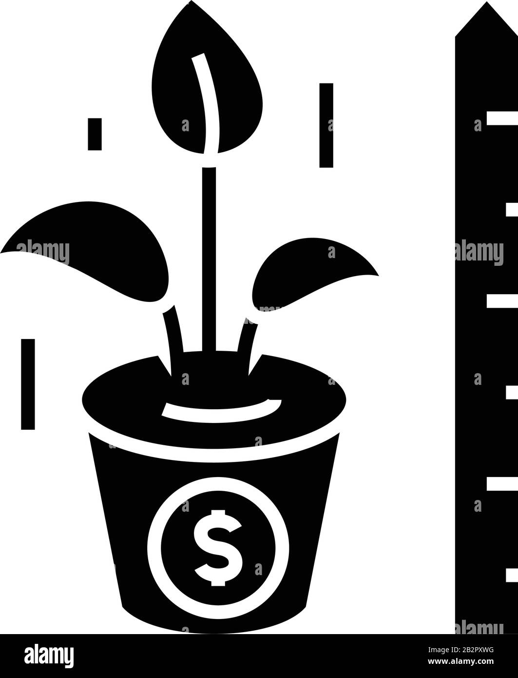 Measurement of financial growth black icon, concept illustration, vector flat symbol, glyph sign ...