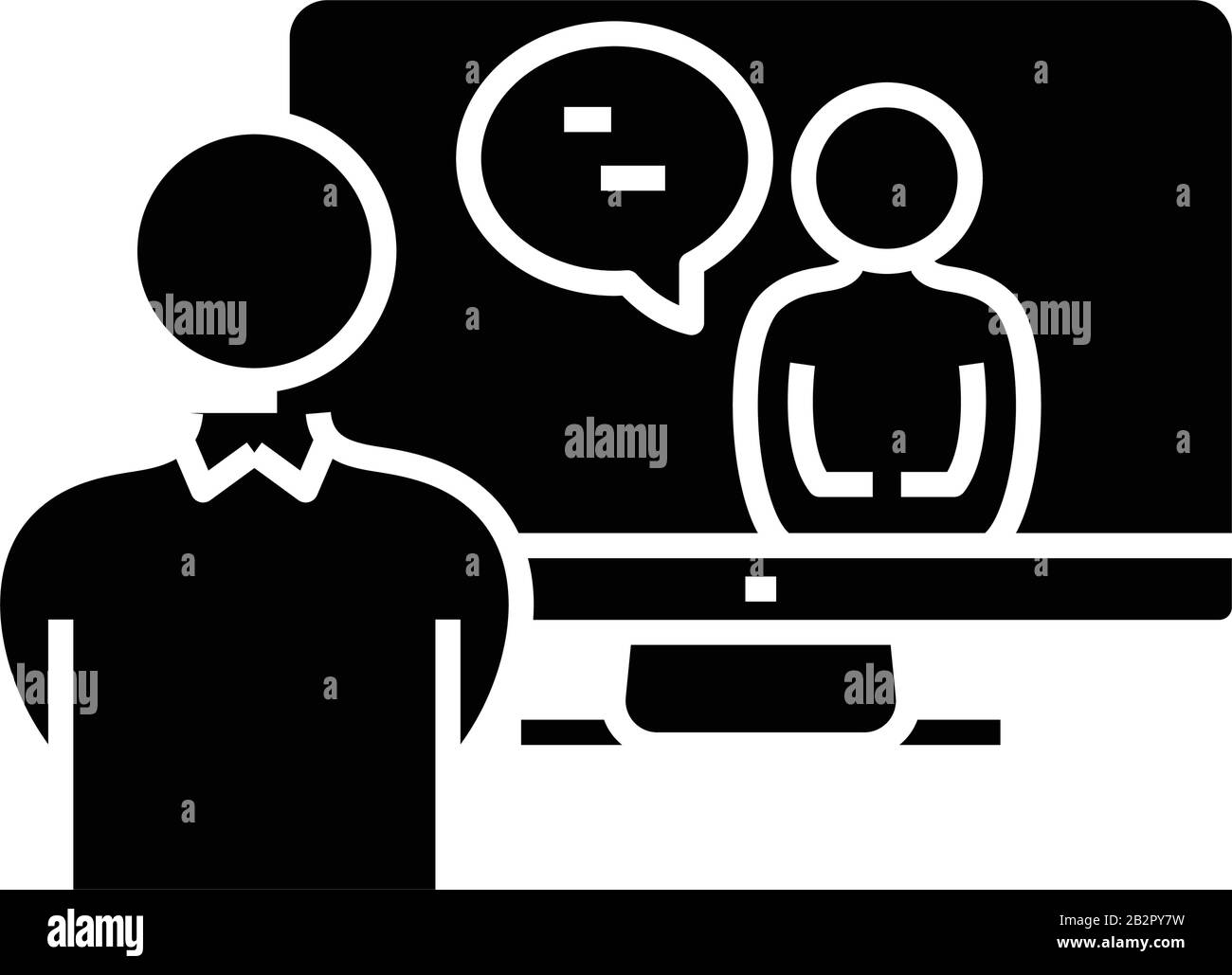 Online meeting black icon, concept illustration, vector flat symbol ...