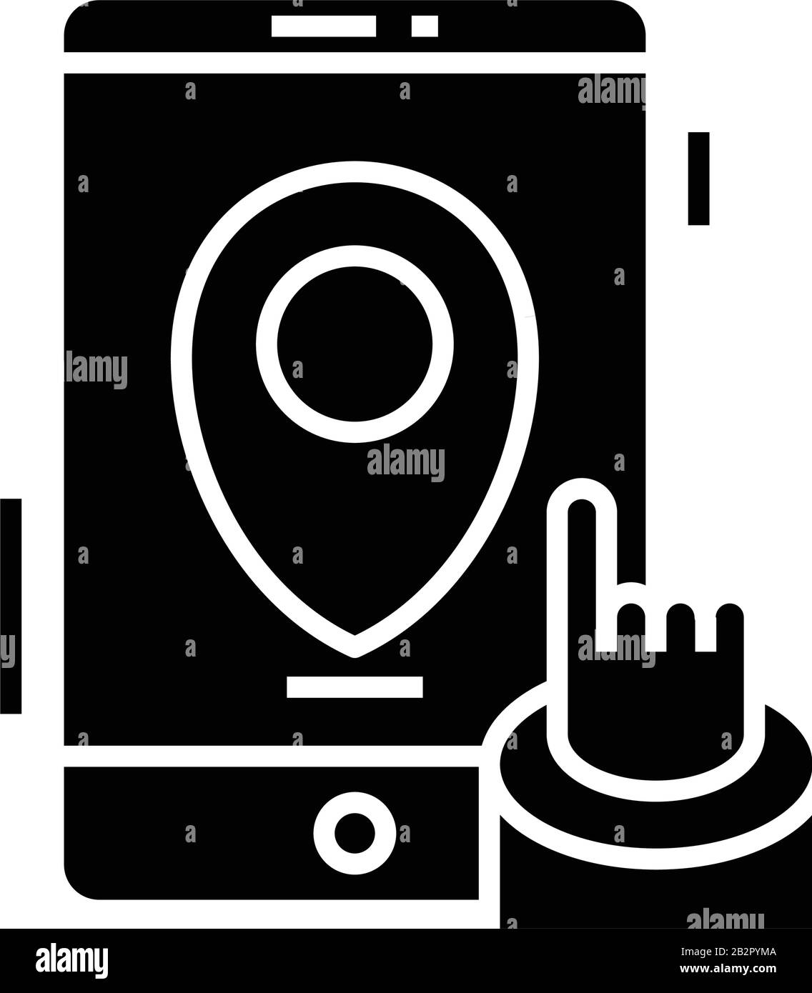 Mobile guide black icon, concept illustration, vector flat symbol ...