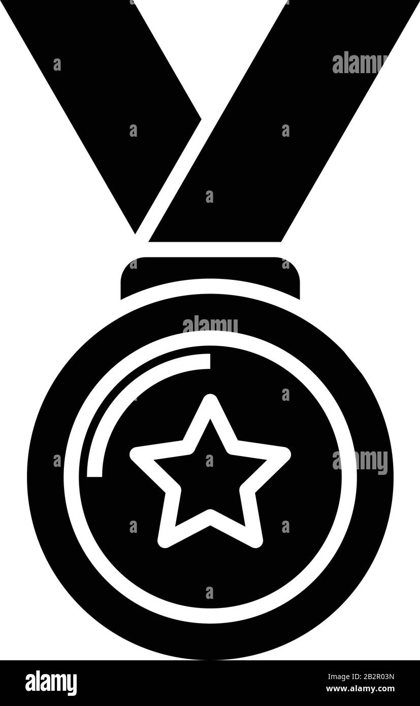 Medal black icon, concept illustration, vector flat symbol, glyph sign ...