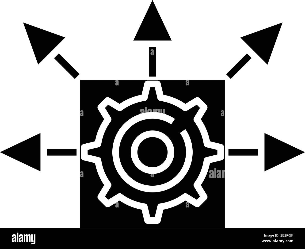Mechanisation system black icon, concept illustration, vector flat ...