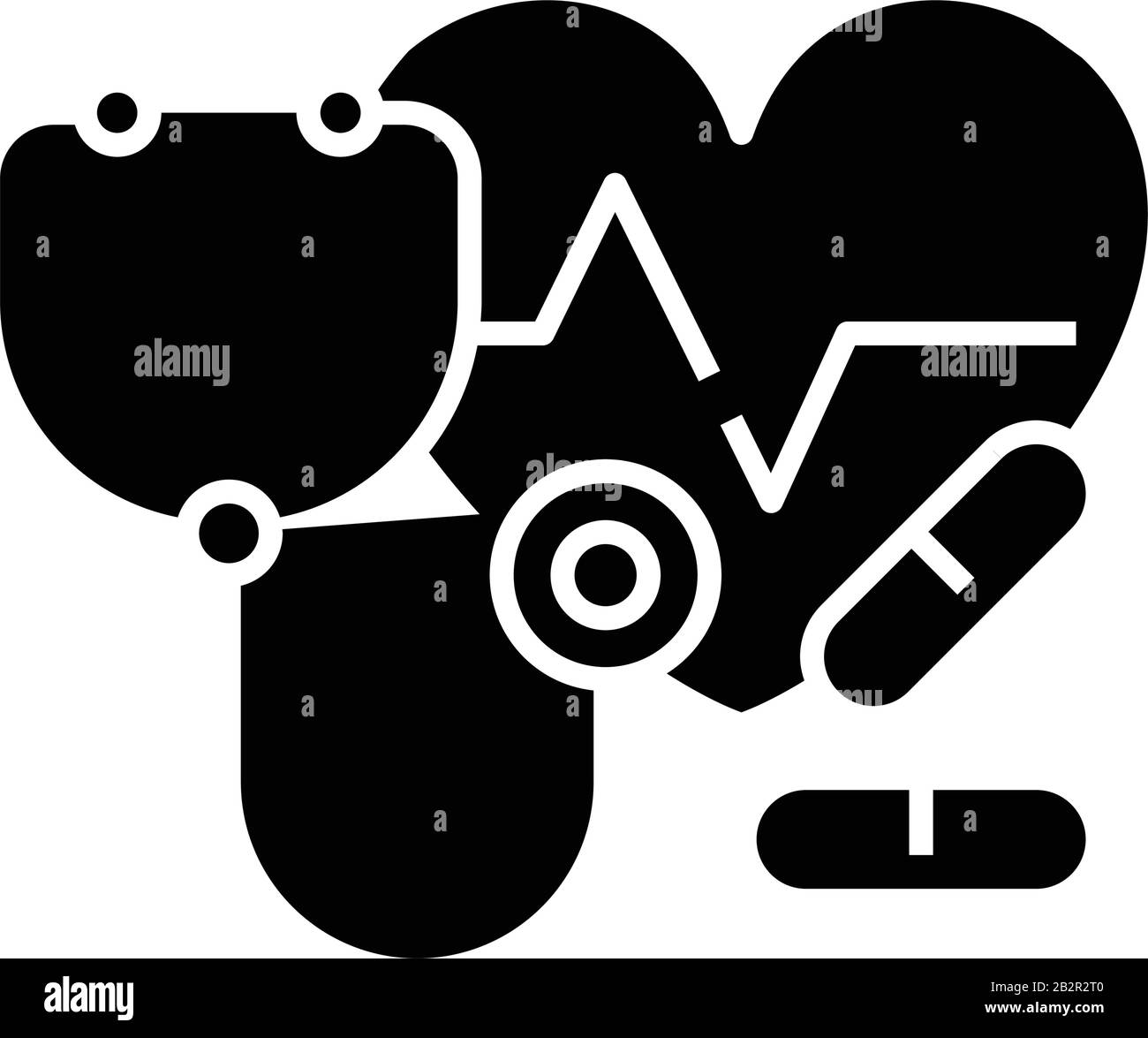 Medical symbols black icon, concept illustration, vector flat symbol ...