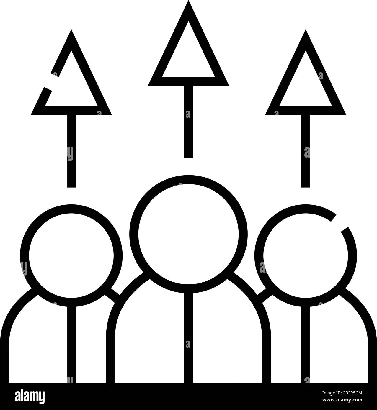 Team growth line icon, concept sign, outline vector illustration ...