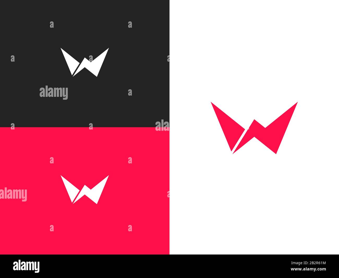 Abstract shape icons. Initial letter W with lightning. Electric logo ...