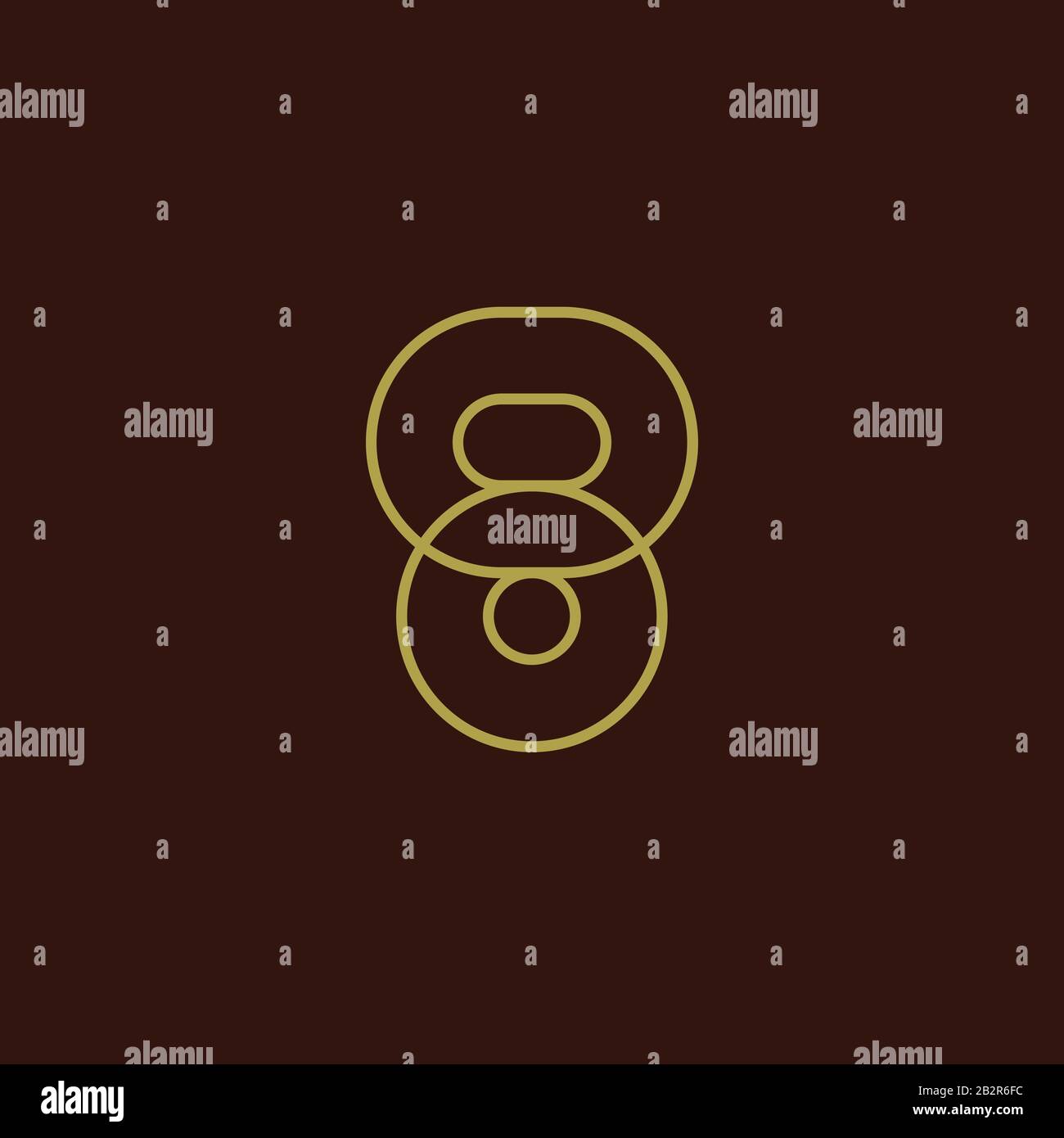 One rounded digit. Eight, mono line. Text composition design concept ...