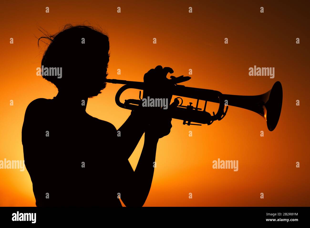 Female Trumpet Player Silhouette