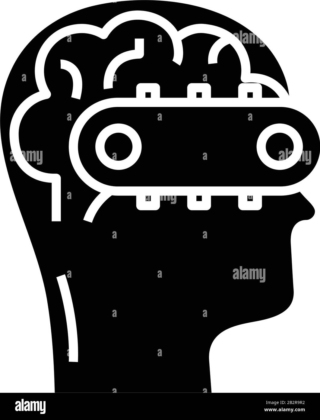 Mind system black icon, concept illustration, vector flat symbol, glyph ...