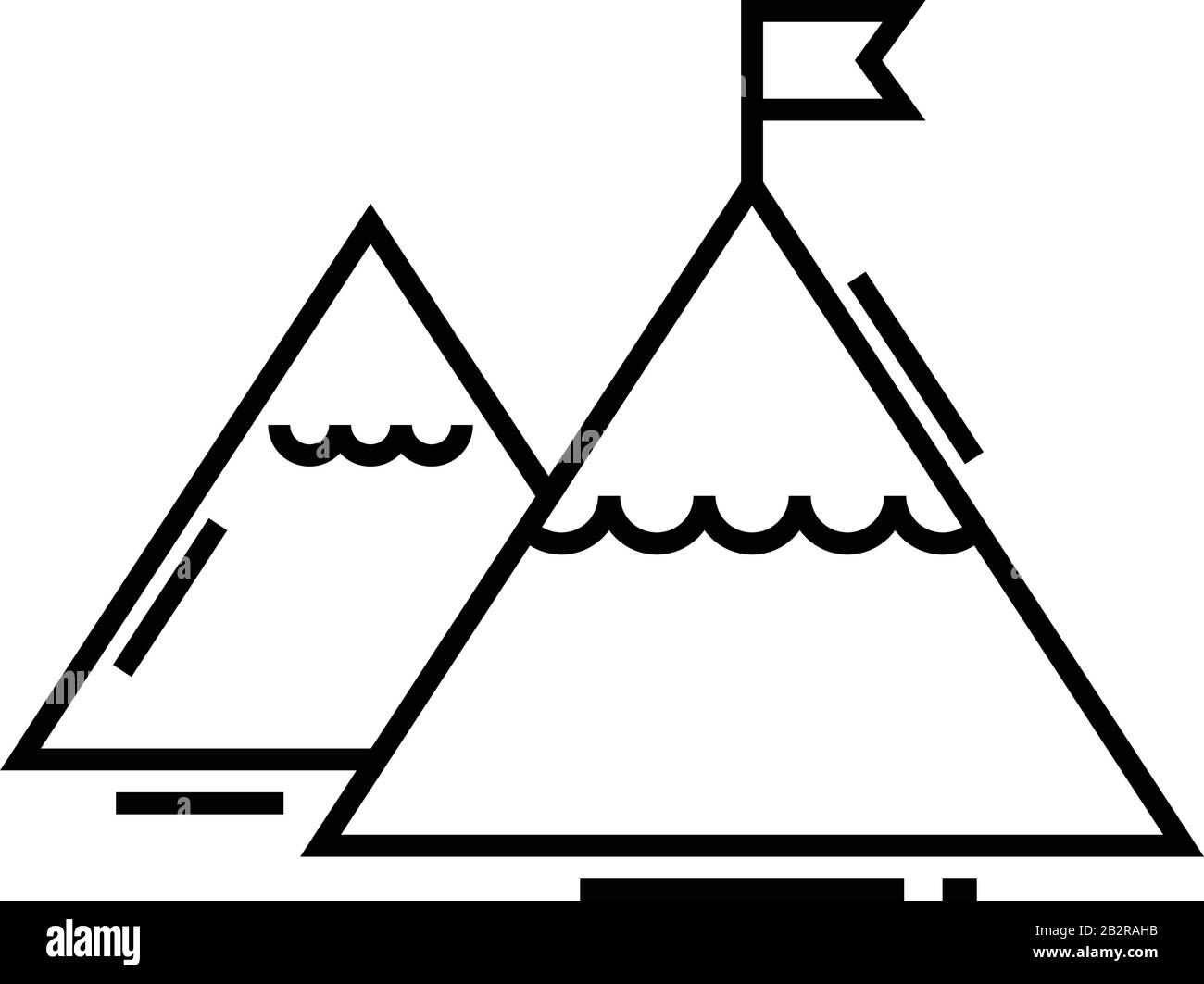 Target peak line icon, concept sign, outline vector illustration ...