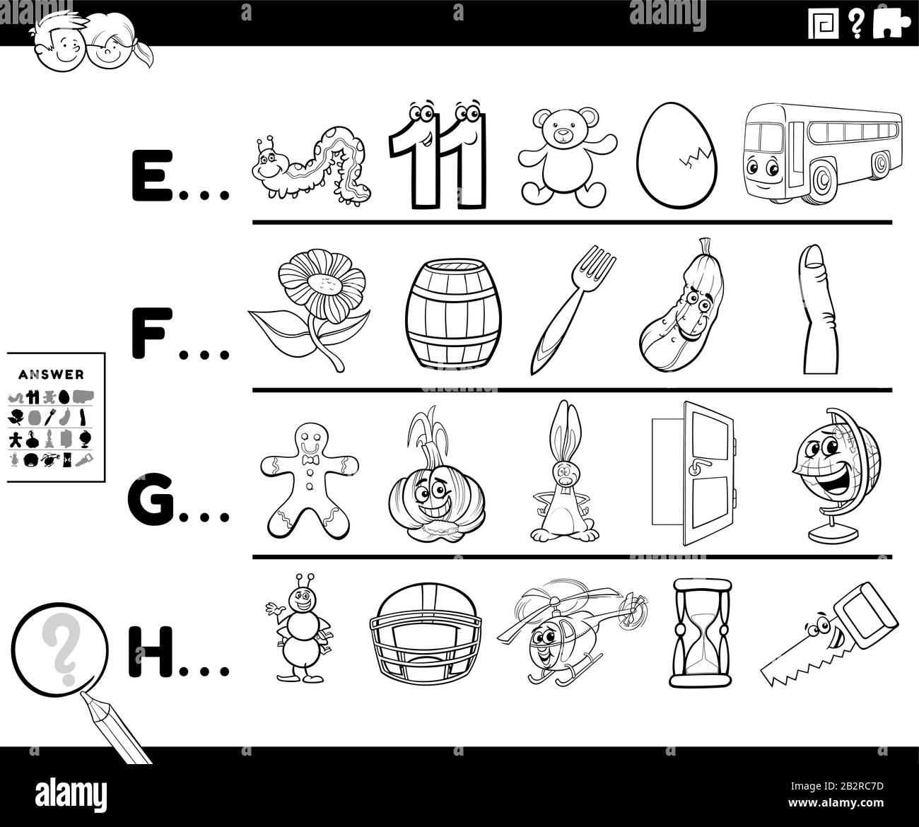 Letter With Black And White Clip Art Of Things F Black White Alphabet