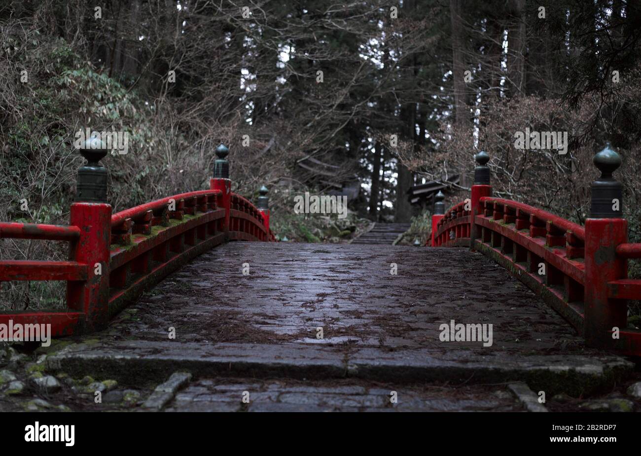 Footbridge, Mount Haguro, Dewa Sanzan Mountains, Yamagata, Japan Stock ...