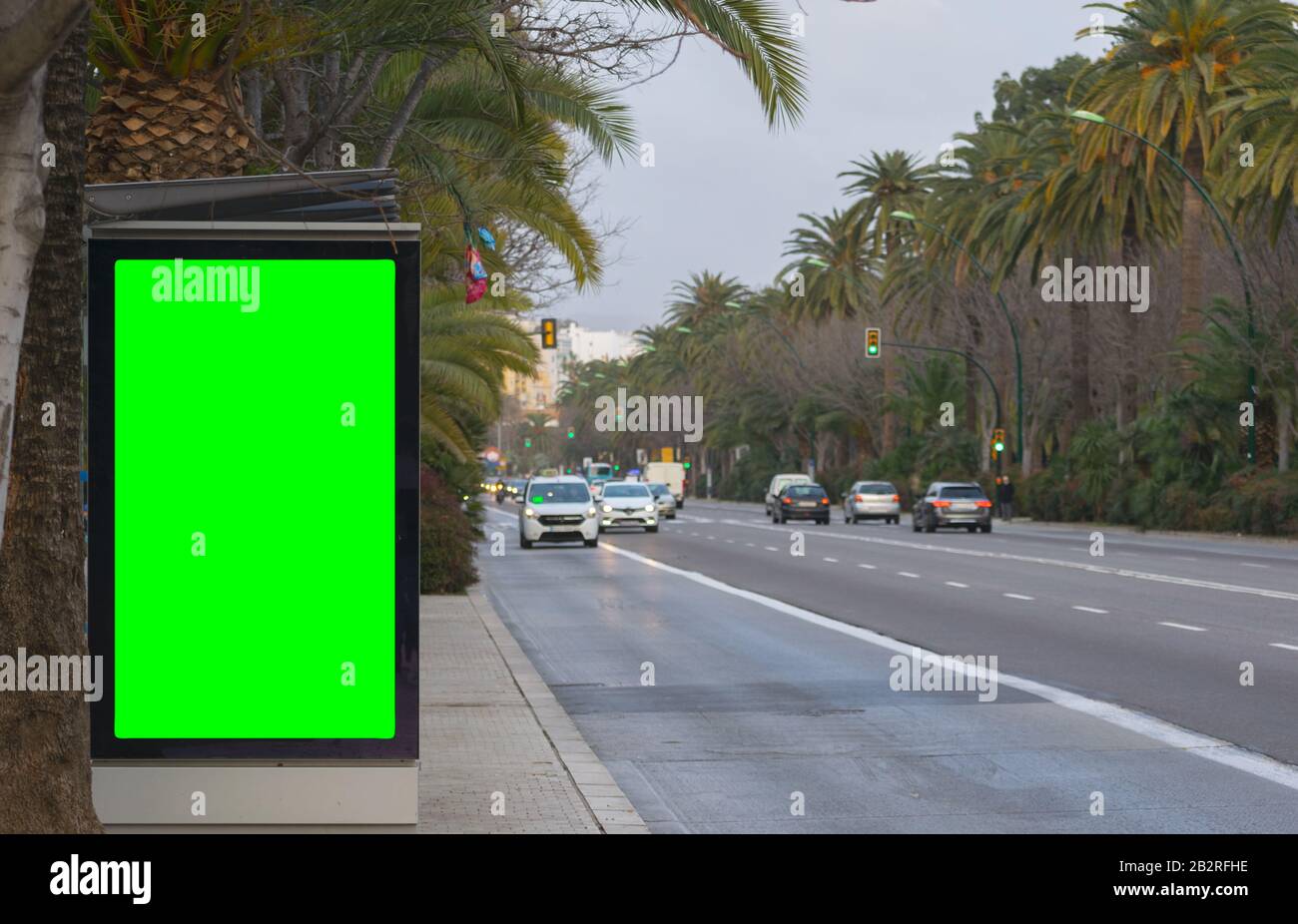 Street Billboard sign with green screen, Mock up of an Outdoor ...