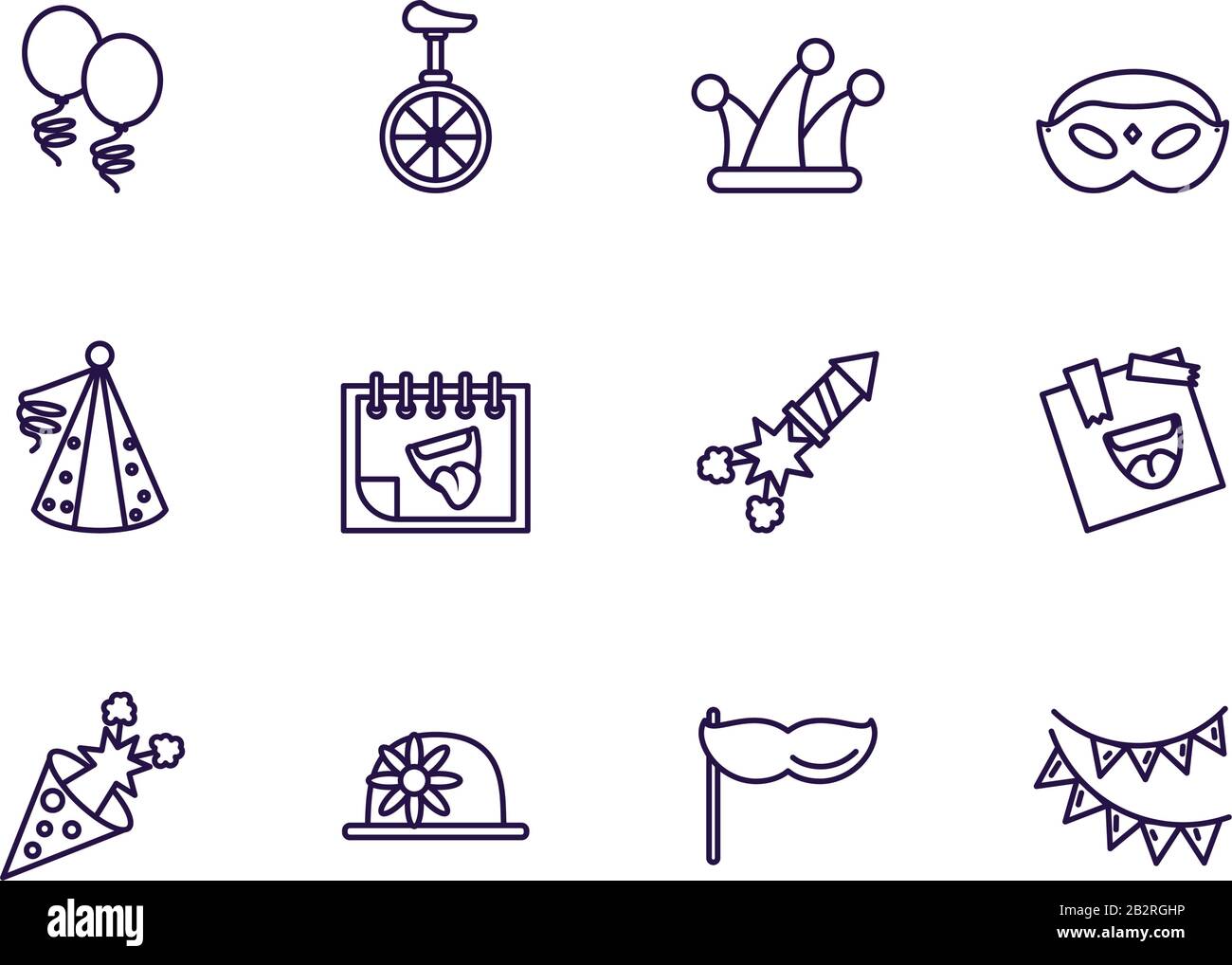 fools day icons set over white background, line style design, vector ...
