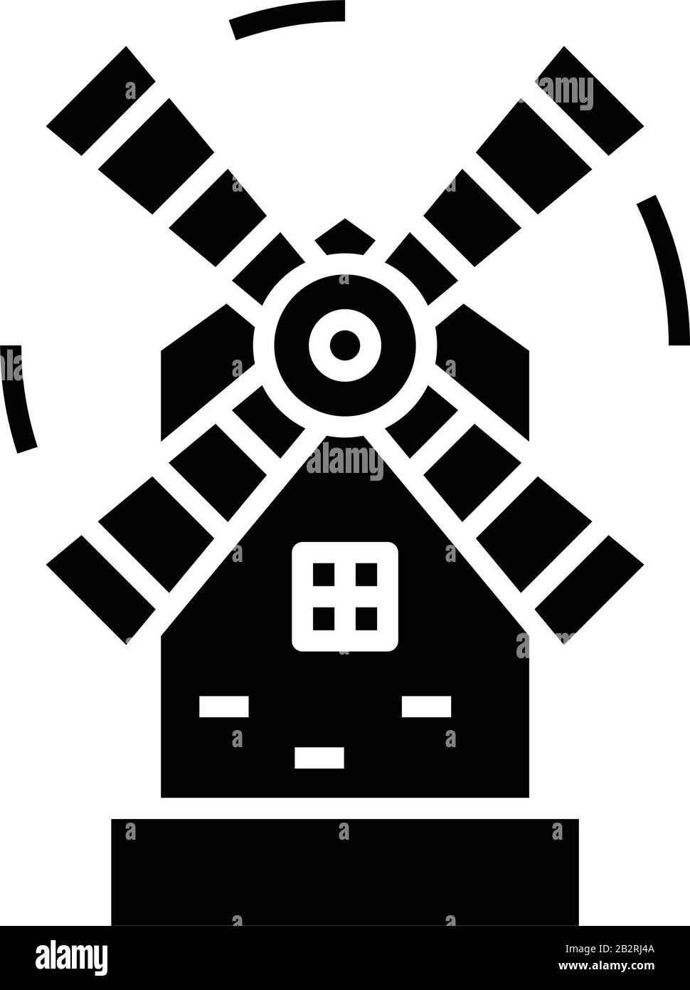 Millwind black icon, concept illustration, vector flat symbol, glyph ...
